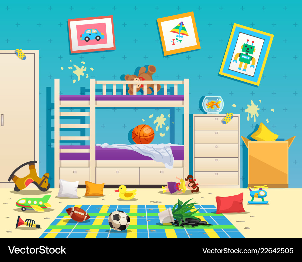 Messy children room interior Royalty Free Vector Image