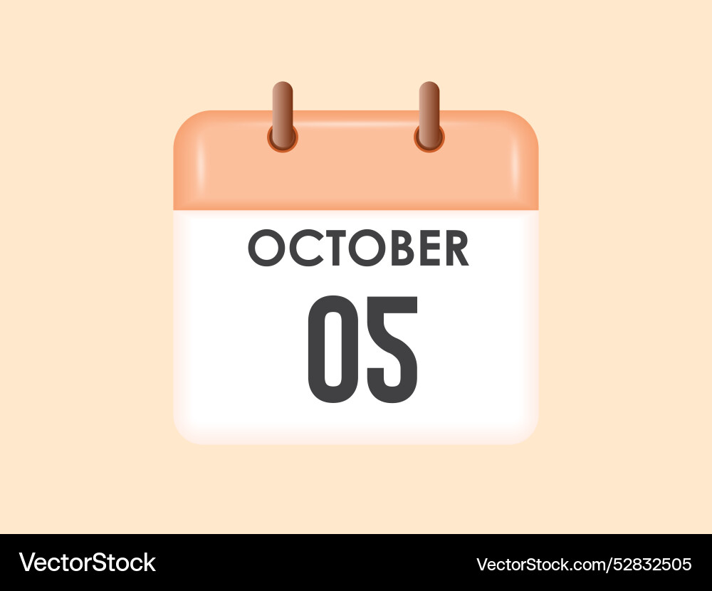 October 5 - calendar and time planner daily Vector Image