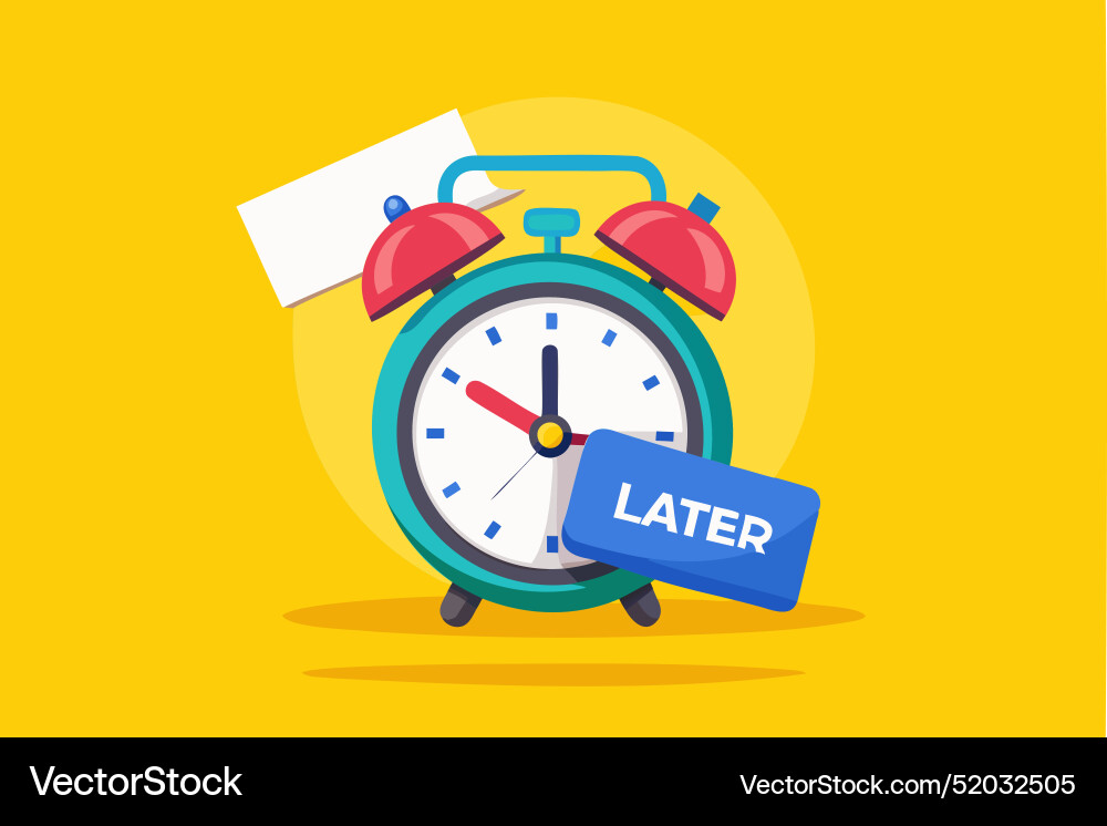 Procrastination alarm clock Royalty Free Vector Image