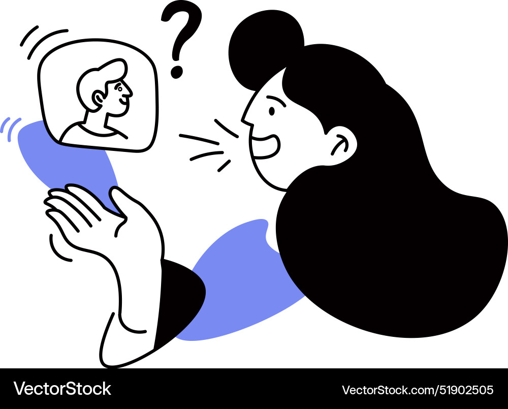 Woman asking virtual question Royalty Free Vector Image