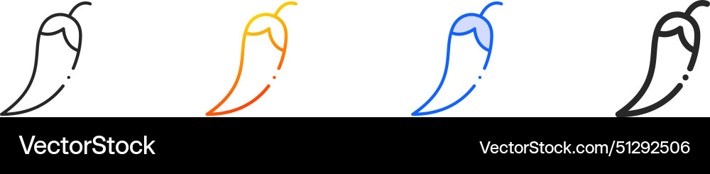 Chilli iconthin linear gradient blue stroke Vector Image