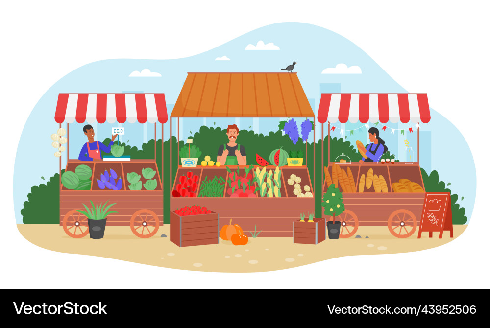 Fresh Farm Market Scene Royalty Free Vector Image