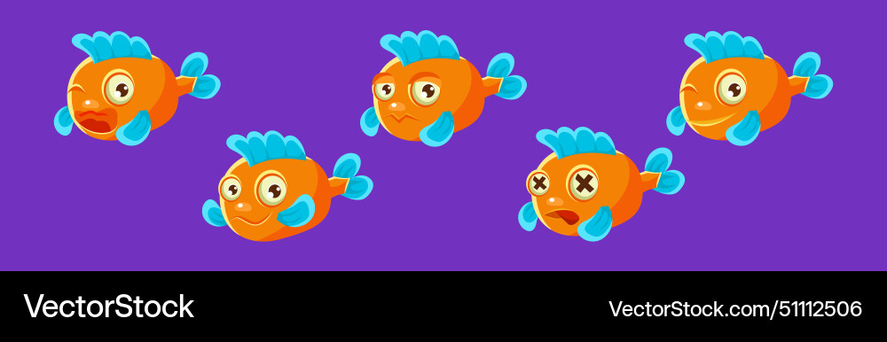 Funny fish with emotion and face expression Vector Image