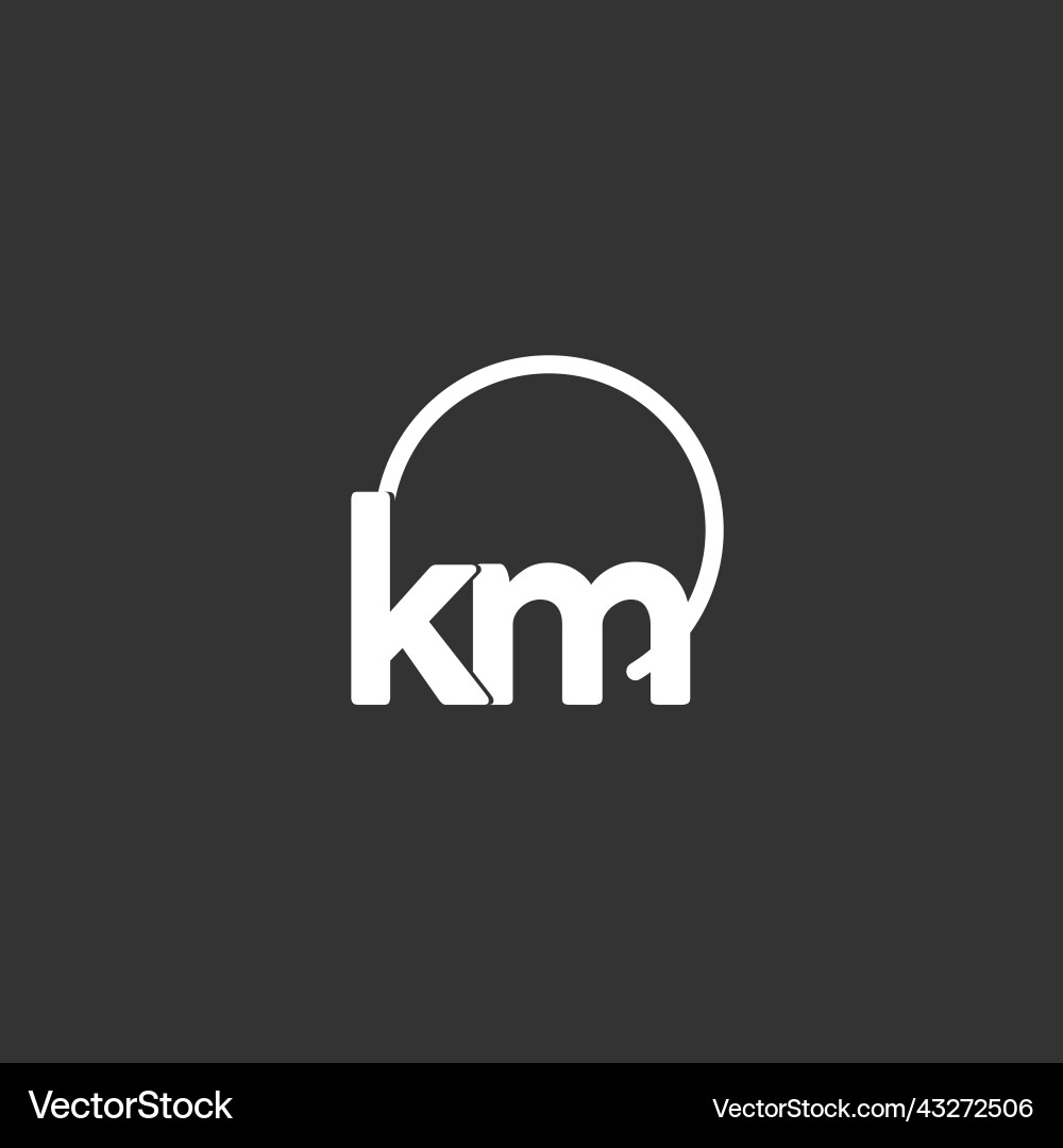 Km initial logo with rounded circle Royalty Free Vector