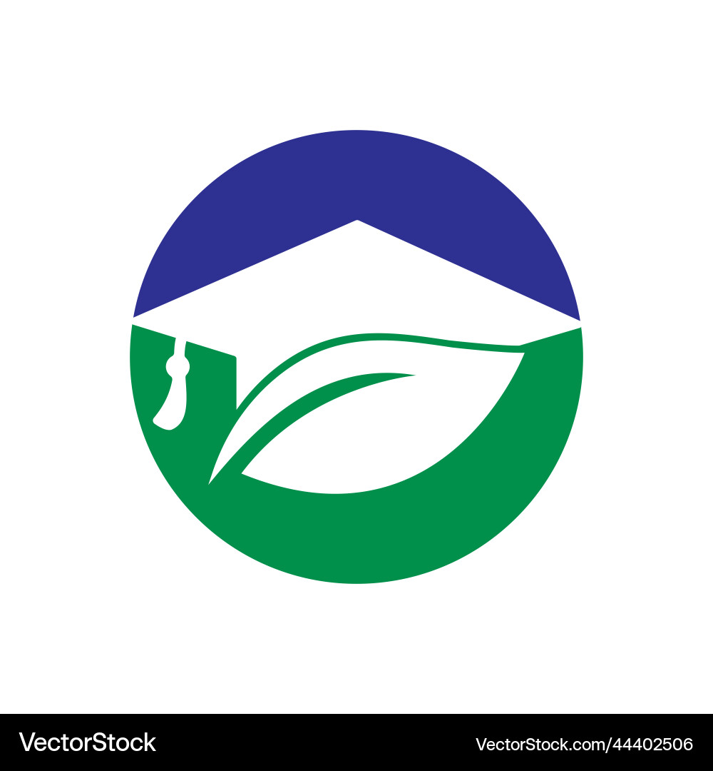 Leaf with graduation hat logo design template Vector Image
