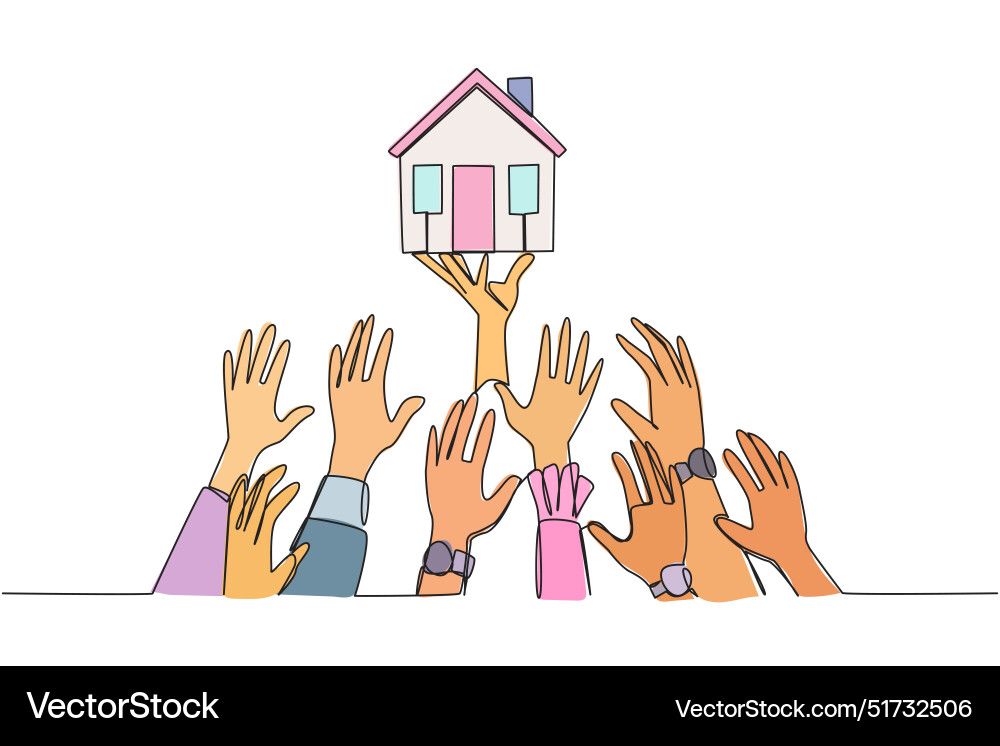 Single continuous line drawing hands fighting Vector Image