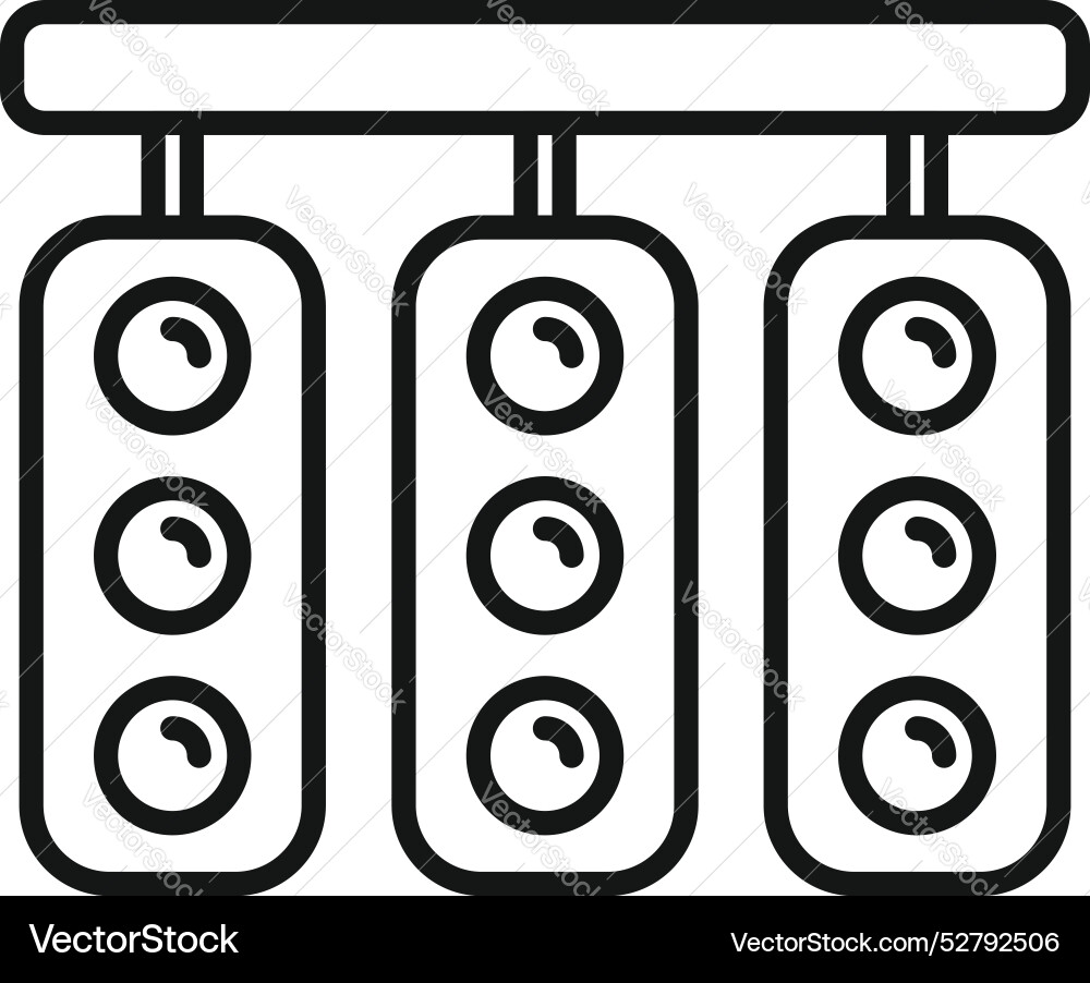 Traffic light showing stop signal on road Vector Image