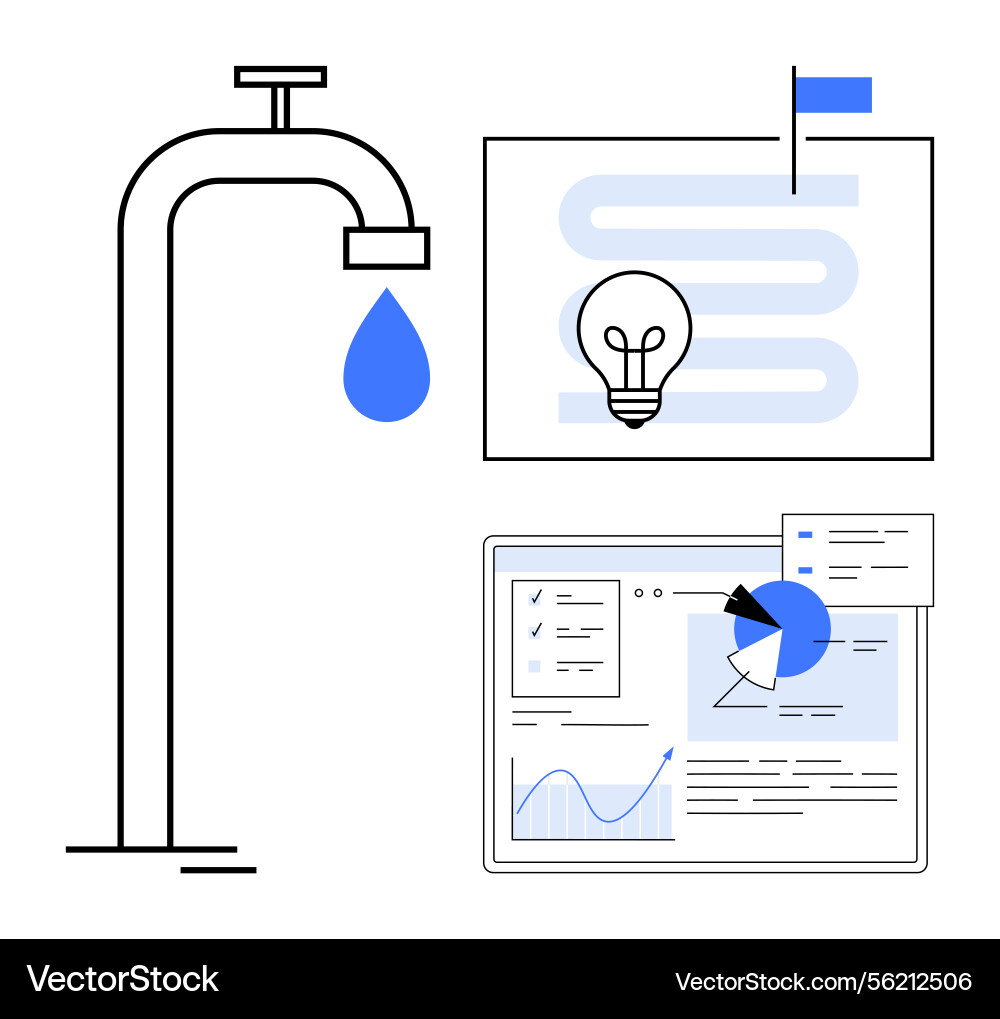Water faucet innovation idea and data analytics Vector Image