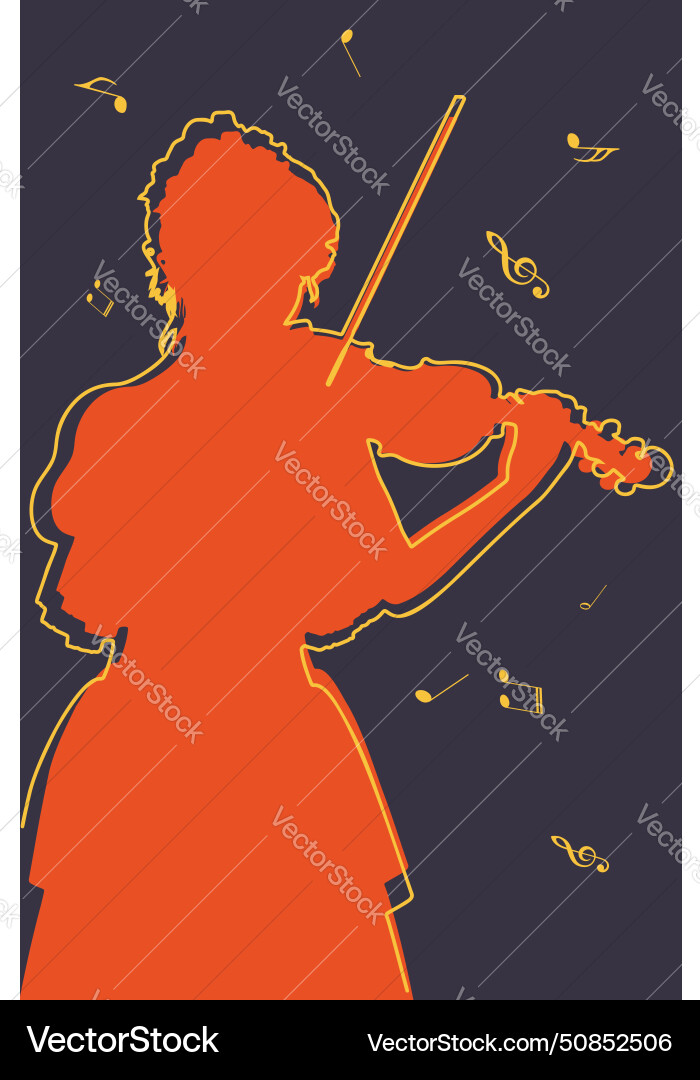 Woman with violin and music notes Royalty Free Vector Image