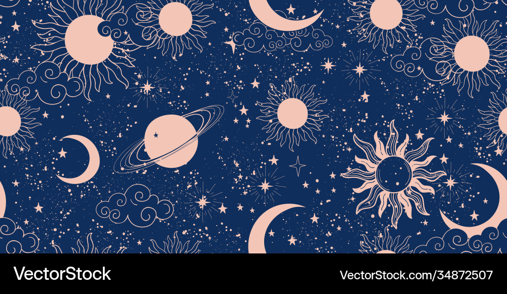 Celestial Blue Space Pattern Royalty Free Vector Image