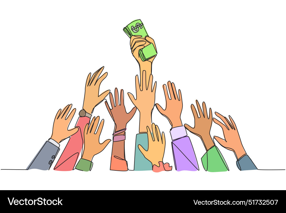 Continuous one line drawing hands fighting Vector Image