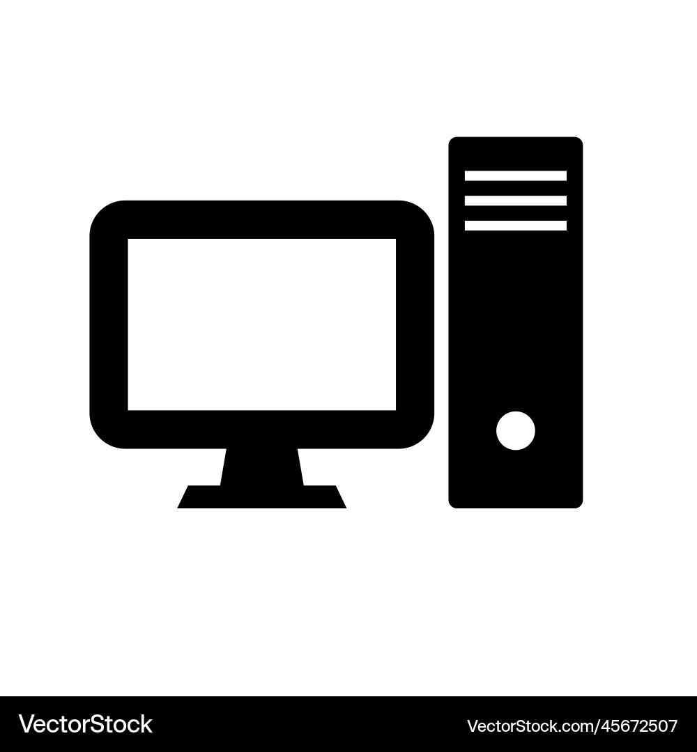 Desktop pc and vertical server silhouette icon Vector Image