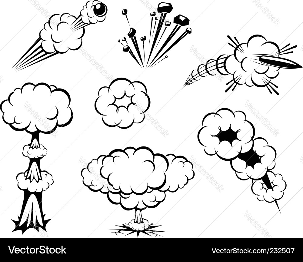 Explosions set Royalty Free Vector Image - VectorStock