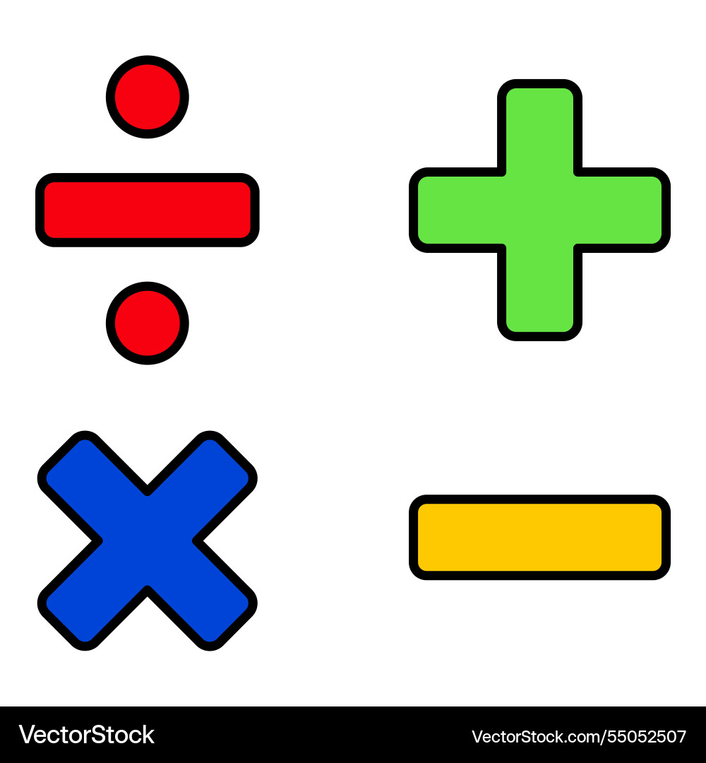 Math symbols flat icon isolated on white Vector Image