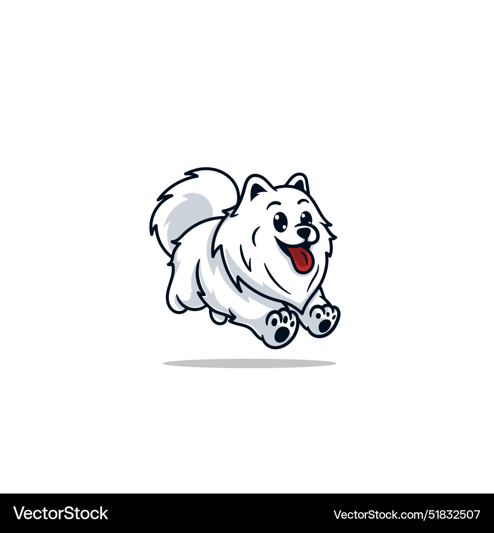 Samoyed dog running cartoon Royalty Free Vector Image