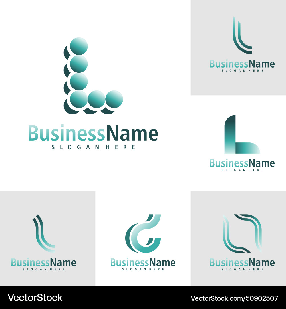 Set of letter l logo design creative initial Vector Image