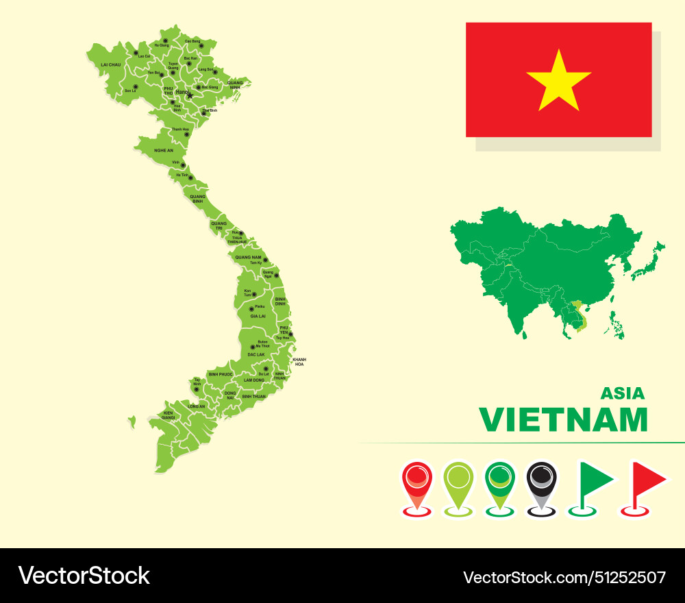 Vietnam map Royalty Free Vector Image - VectorStock