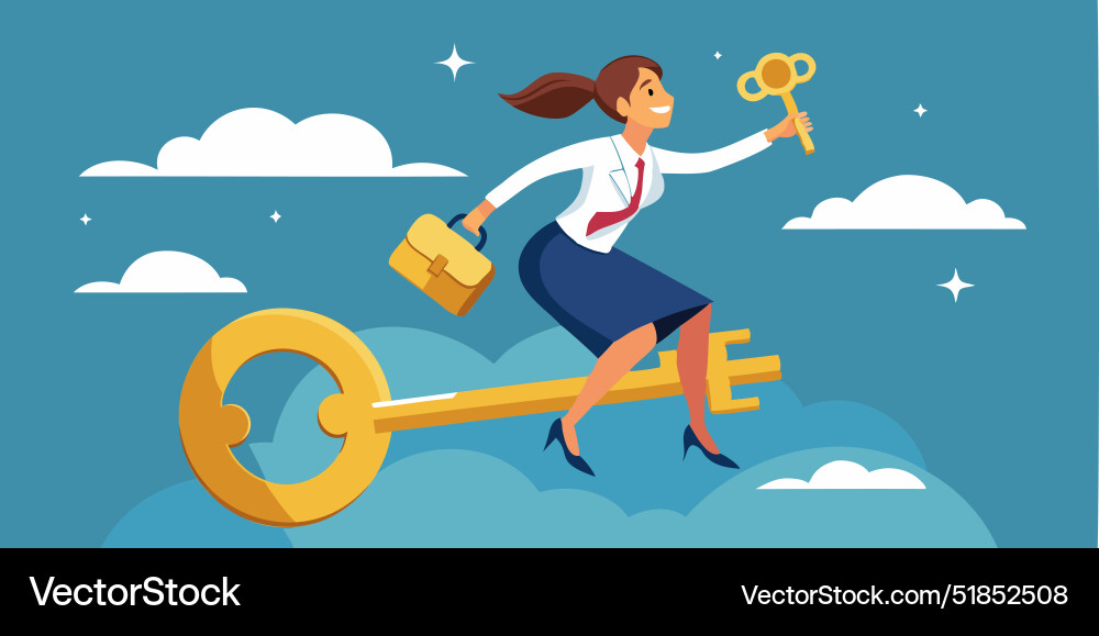 Businesswomans key to success Royalty Free Vector Image