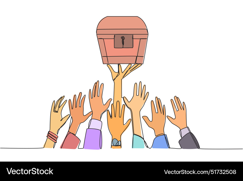 Continuous one line drawing hands fighting over Vector Image