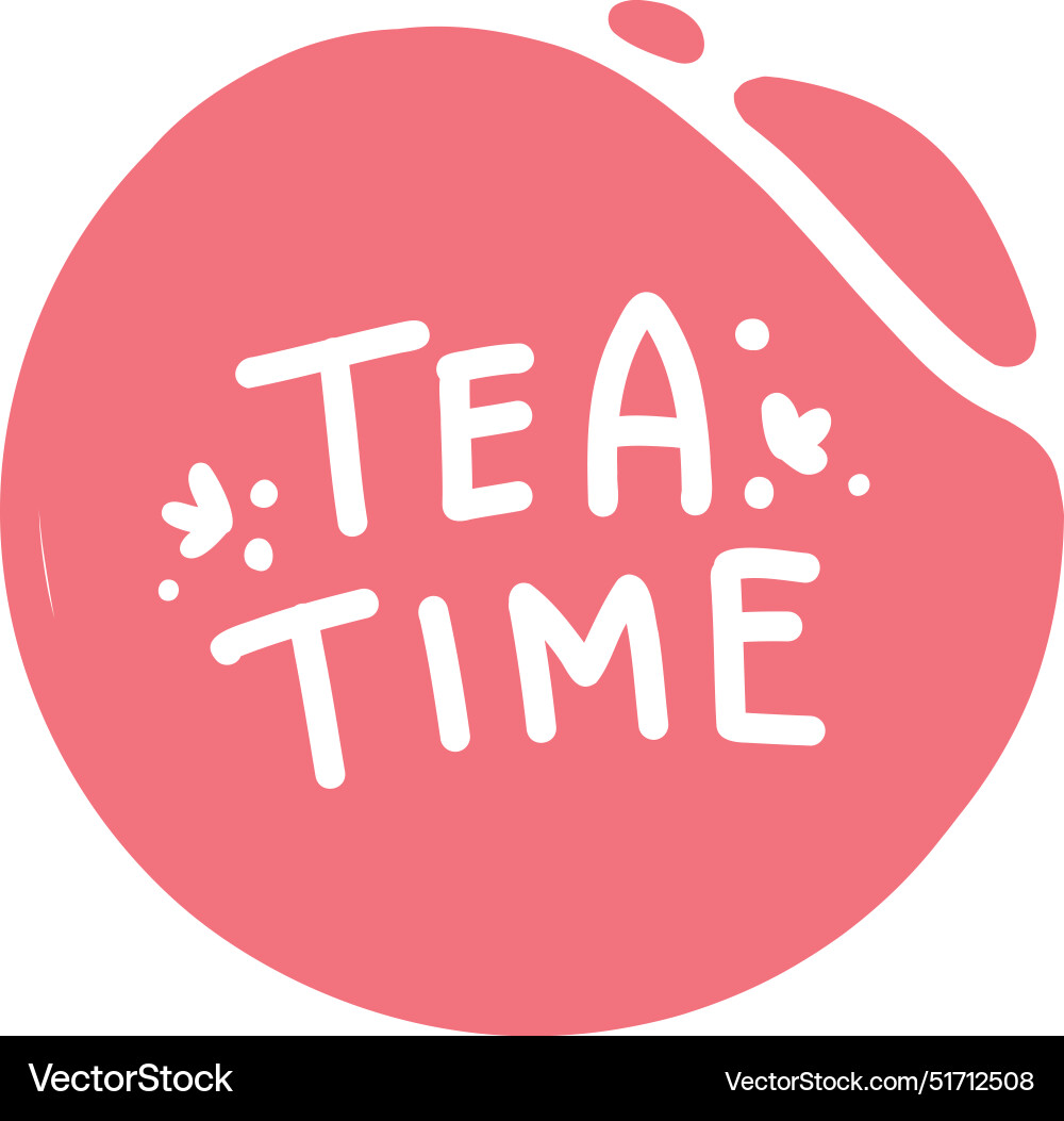 Cooking food lettering tea time kitchen badge Vector Image