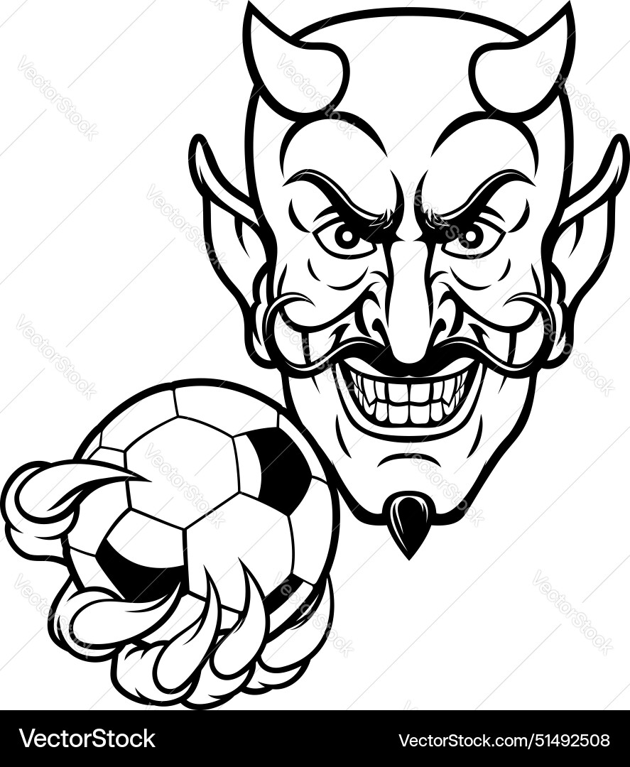 Devil soccer football mascot Royalty Free Vector Image