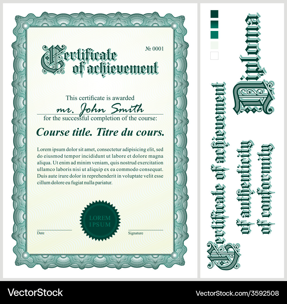 Green certificate template vertical Royalty Free Vector