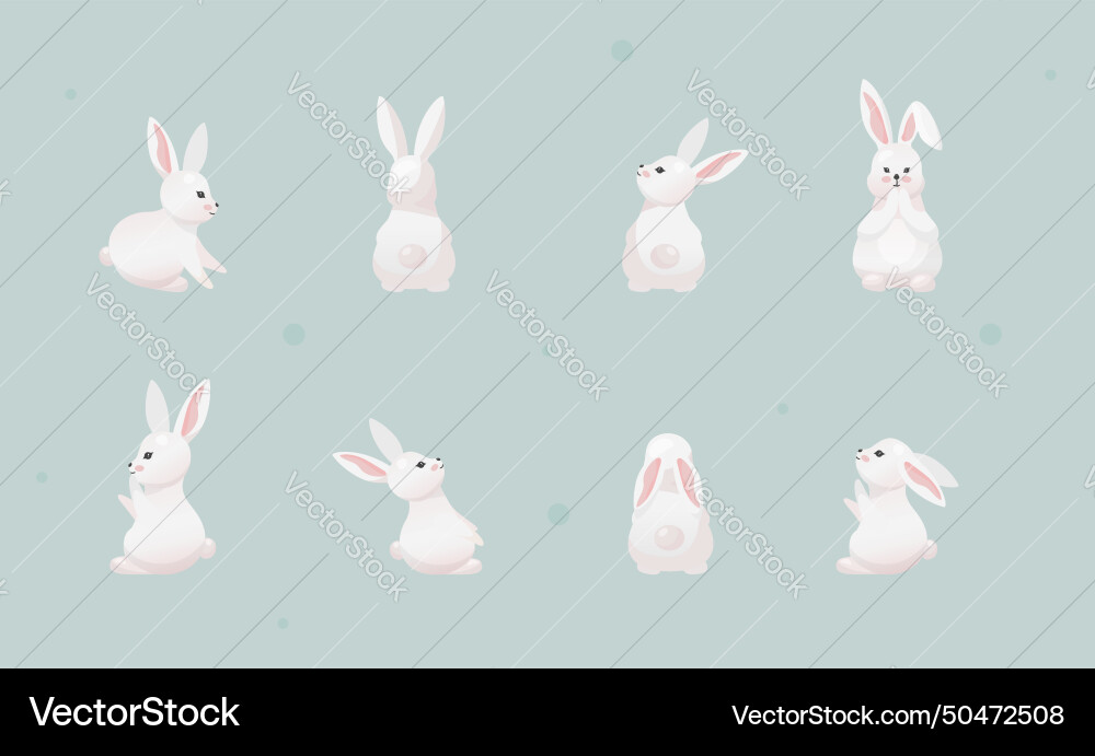 Isolated rabbit cartoon set Royalty Free Vector Image