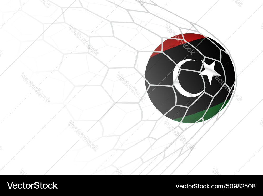 Libya flag soccer ball in net Royalty Free Vector Image