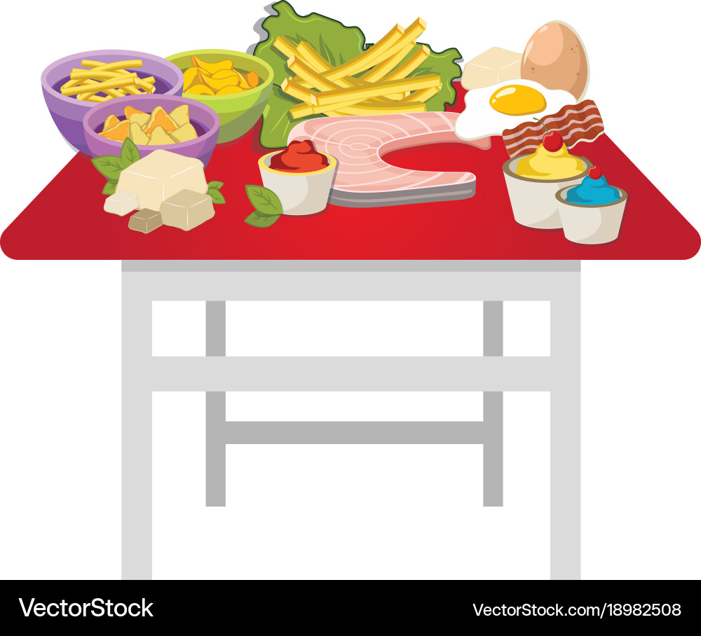 Table with food Royalty Free Vector Image - VectorStock