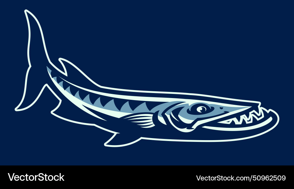 Barracuda fish mascot cartoon Royalty Free Vector Image