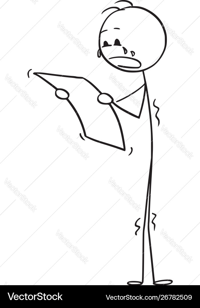 Cartoon crying man or businessman reading Vector Image