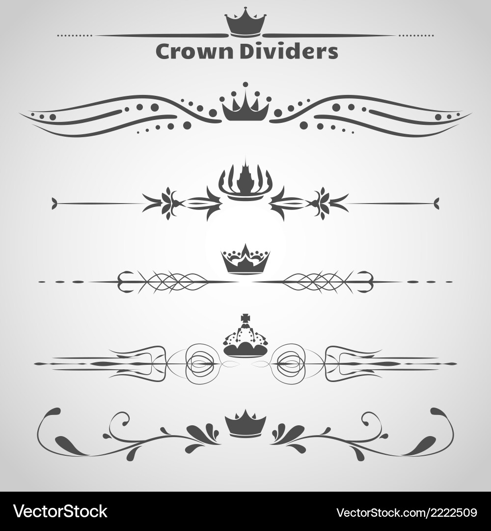 Crown dividers set copy Royalty Free Vector Image