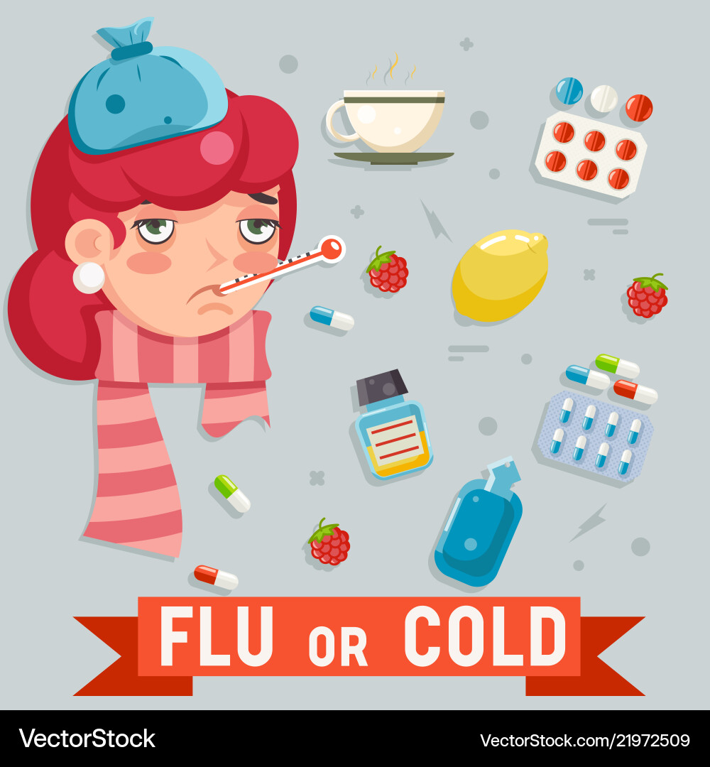 Female Cold and Flu Symptoms Royalty Free Vector Image