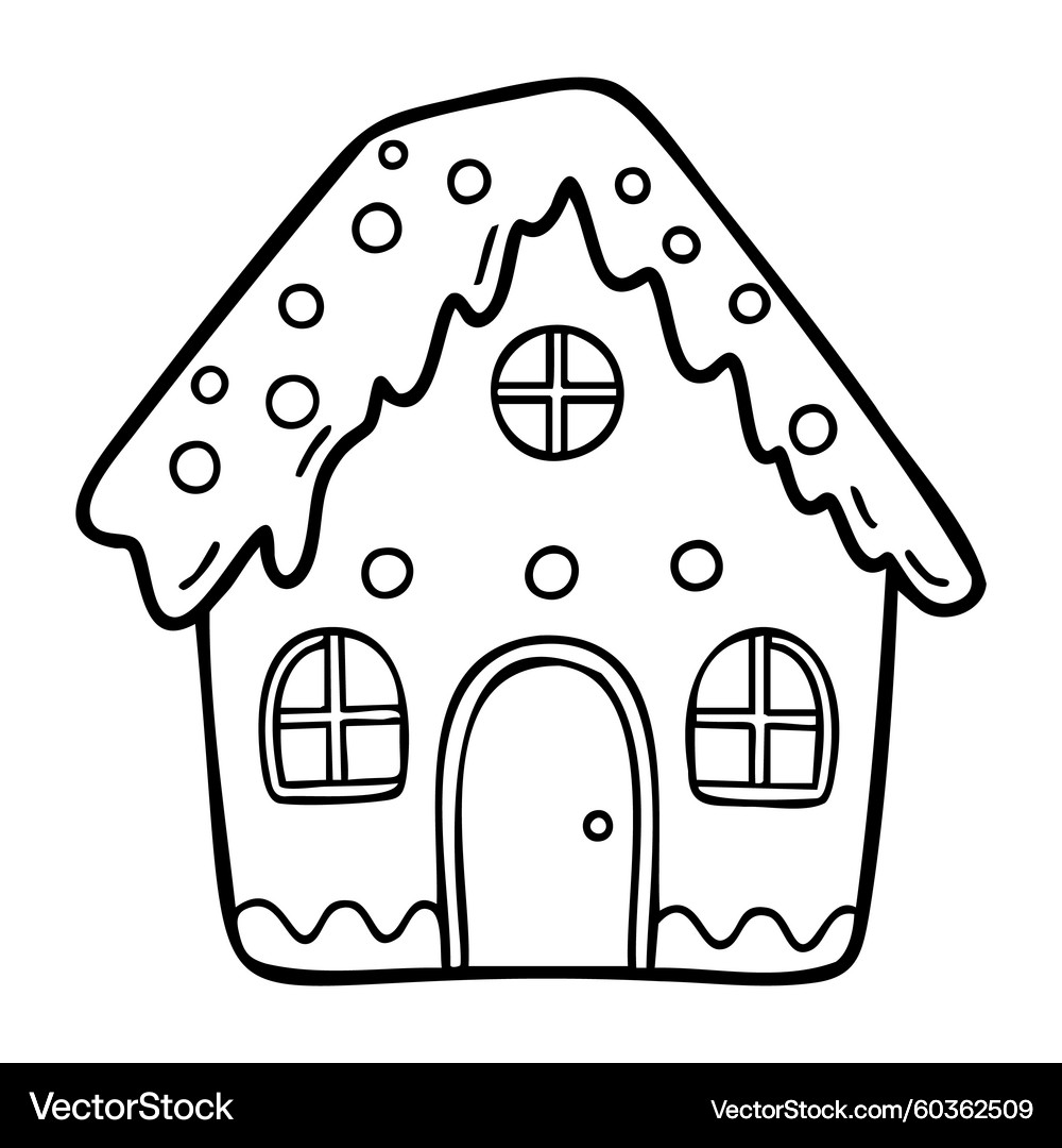 Gingerbread House Line Art – Royalty-Free Vector | VectorStock