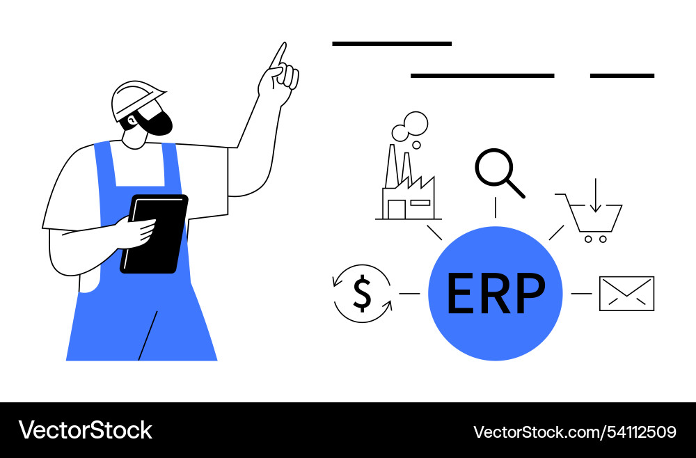 Mechanic erp system with symbols Royalty Free Vector Image