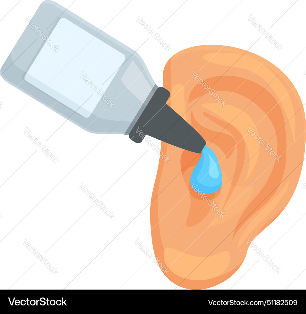 Sick ear cure icon cartoon drops Royalty Free Vector Image