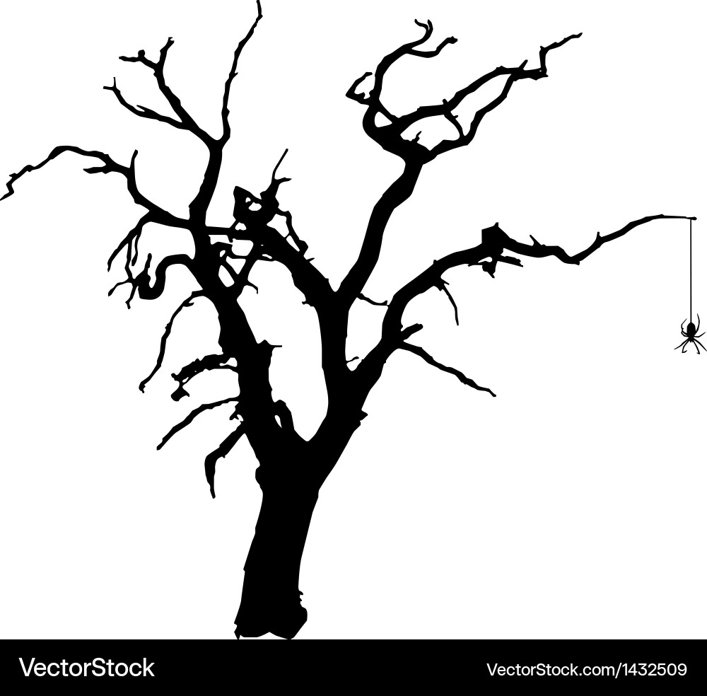 Spooky tree with spider Royalty Free Vector Image