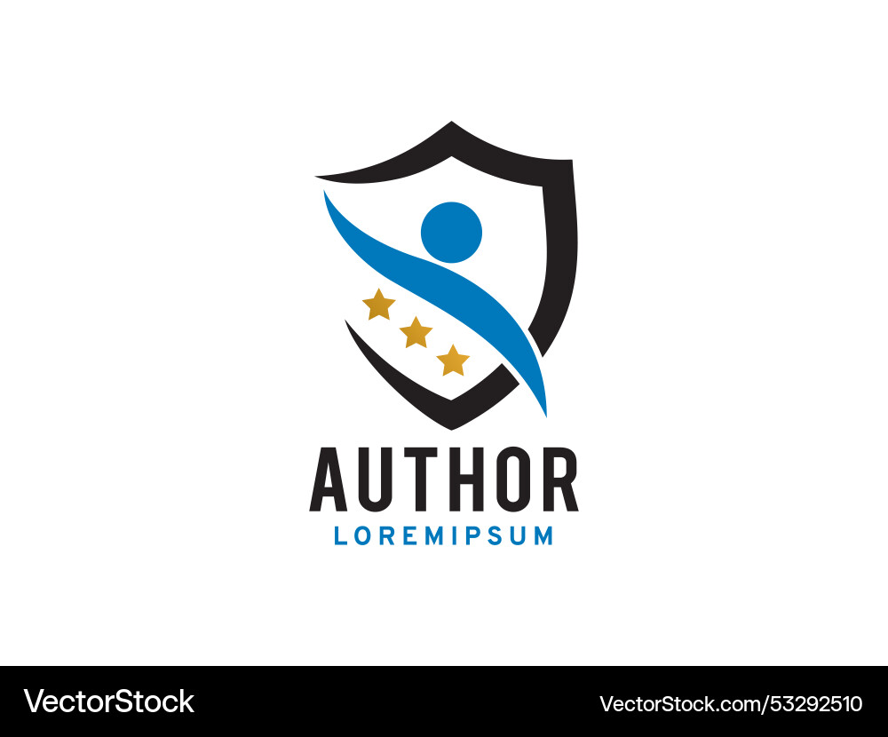 Author and shield logo symbol or icon template Vector Image