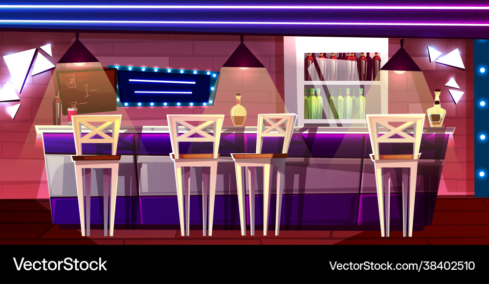 Bar pub counter cartoon interior Royalty Free Vector Image