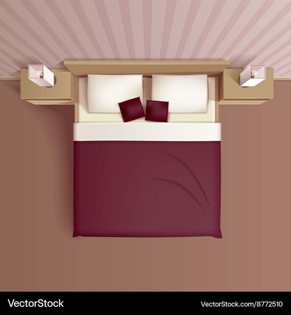 Bedroom interior top view realistic image Vector Image