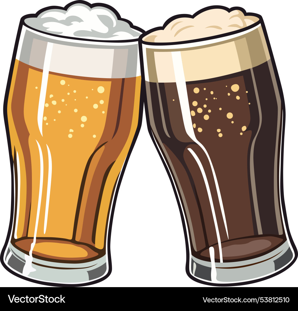 Beer mugs toasting Royalty Free Vector Image - VectorStock