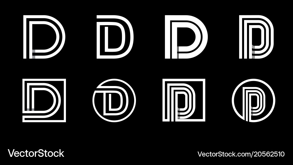 Capital letter d modern set for monograms logos Vector Image