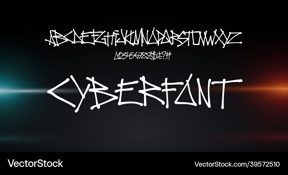 Cyber font futuristic graffiti Royalty Free Vector Image