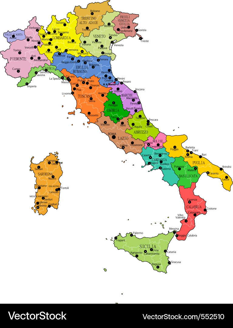 Italian map Royalty Free Vector Image - VectorStock