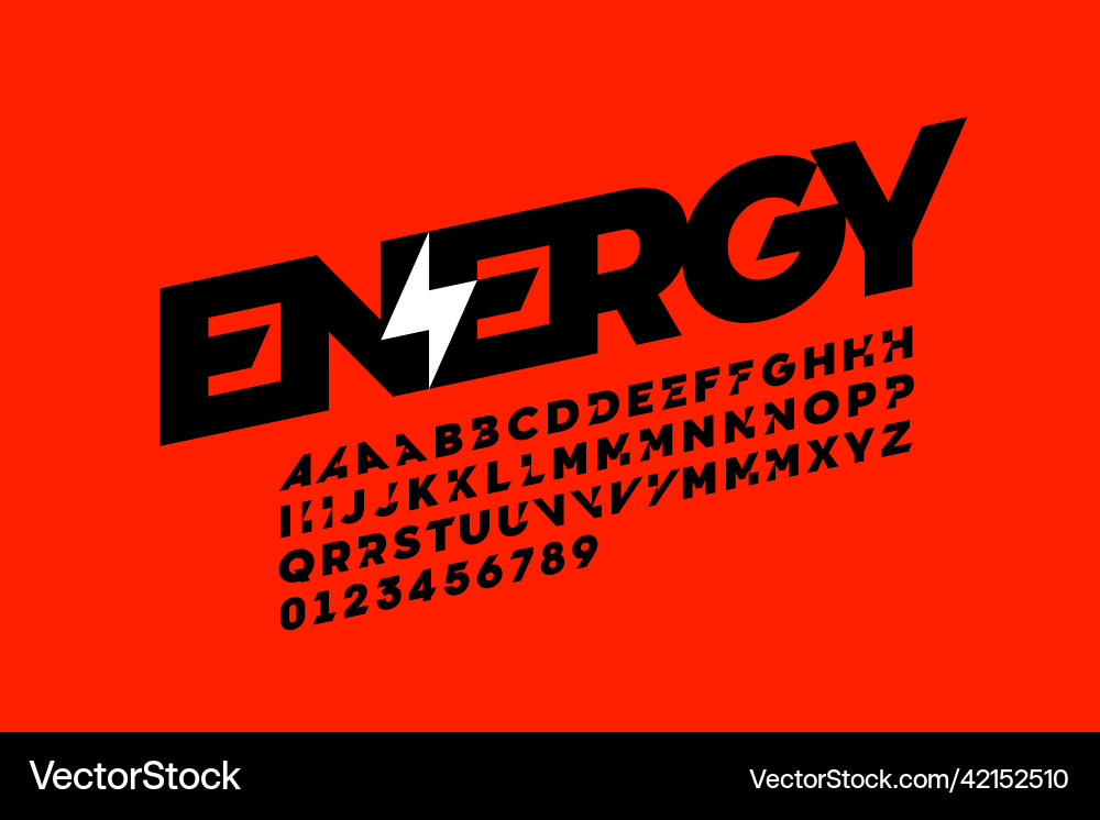 Lightning bolt symbol style font Royalty Free Vector Image