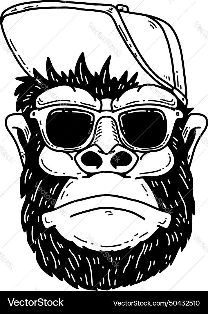Monkey in a cap design element for t shirt poster Vector Image