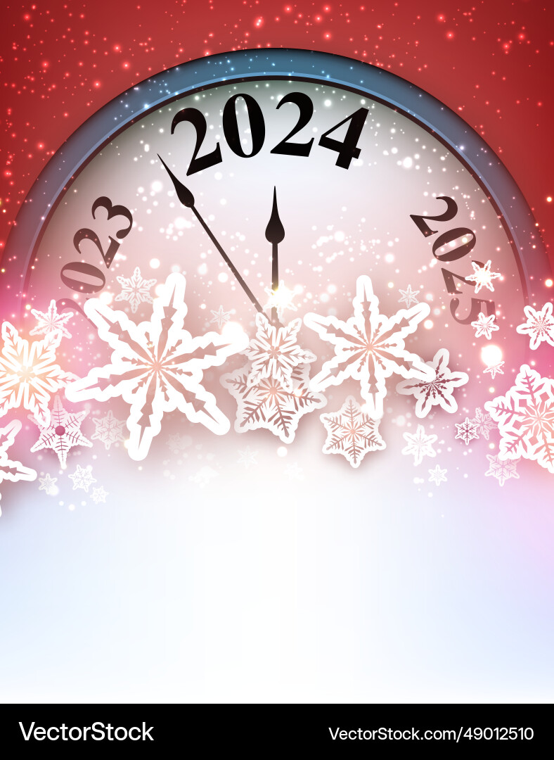 New year 2024 countdown clock on beautiful red Vector Image
