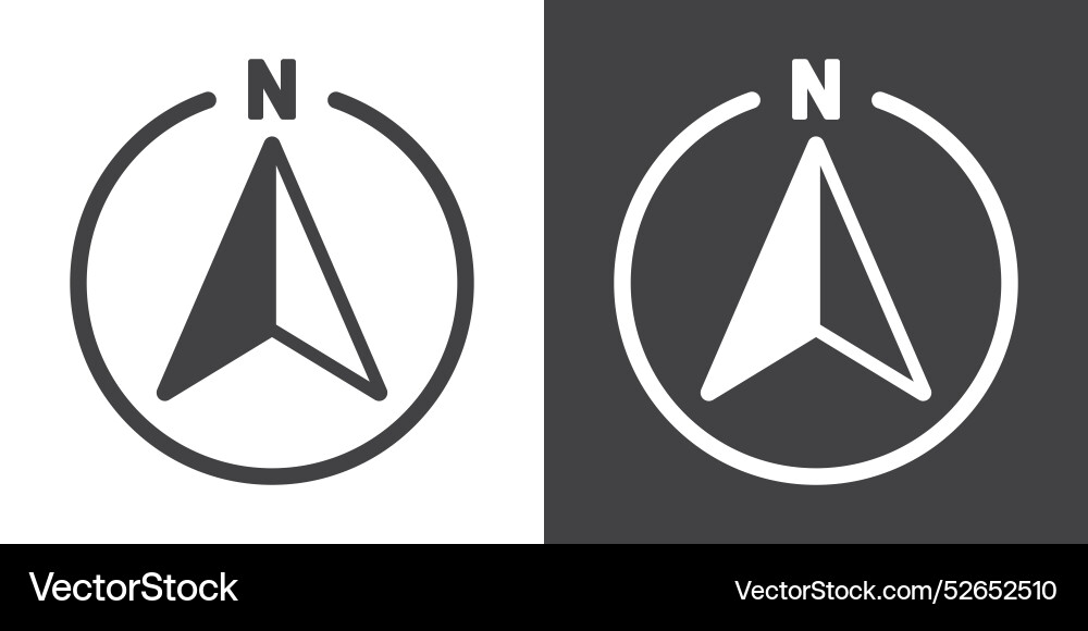 North icon thin line set Royalty Free Vector Image