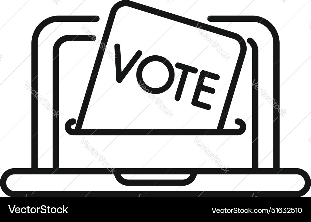 Online vote election system using laptop showing Vector Image