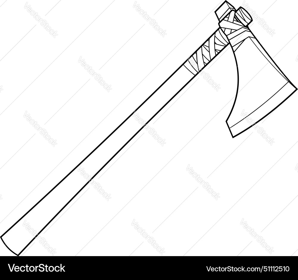 Outlined cartoon medieval axe weapon Royalty Free Vector